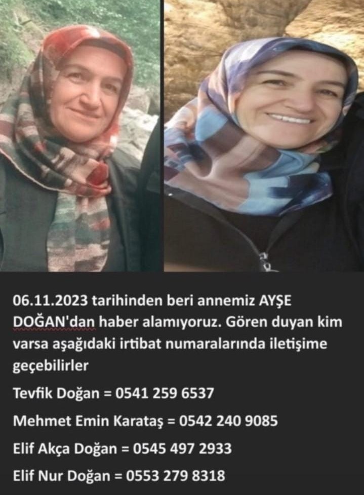 Ayşe Doğan 6 Kasım Pazartesi gününden bu yana 'kayıp' olarak aranıyor